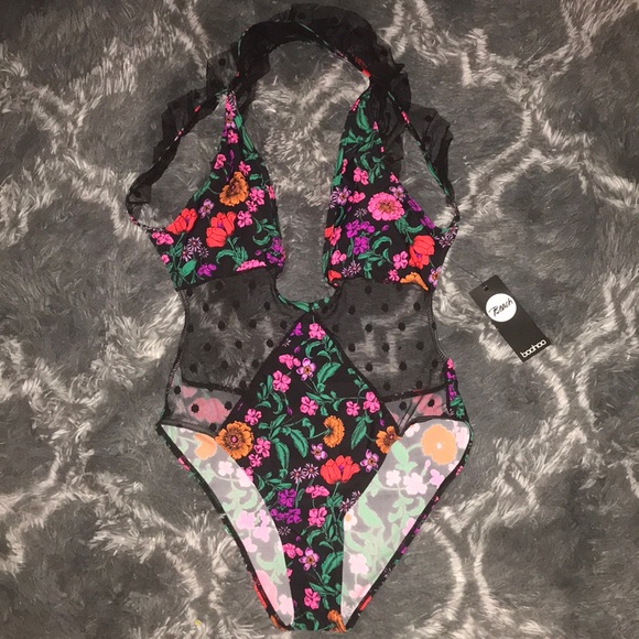 Boohoo | Swim | Cuba Floral Mesh Swimsuit | Poshmark